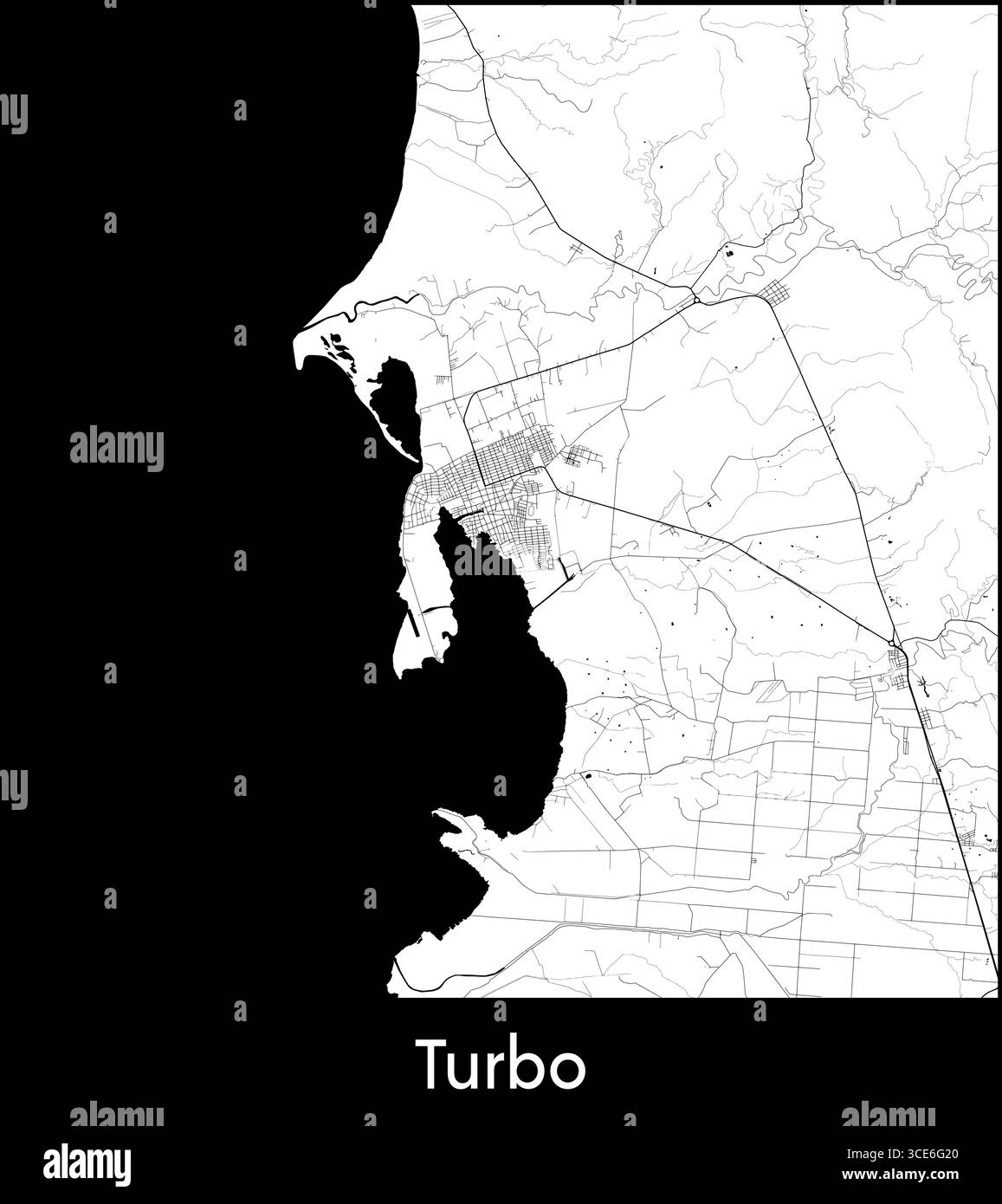 Turbo city map, Colombia - Topographic vector map poster Stock Vector ...