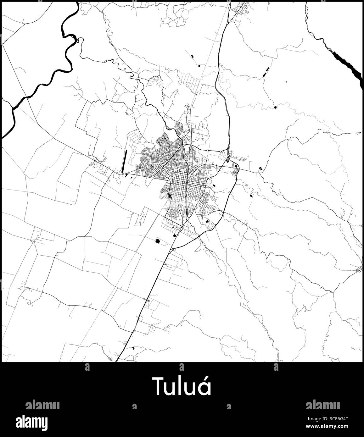 Tulua city map, Colombia - Topographic vector map poster Stock Vector ...