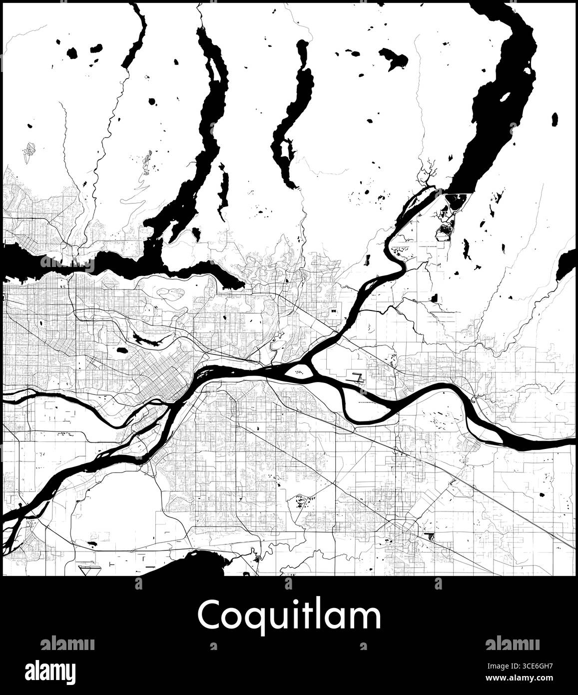 Coquitlam city map, Canada - Topographic vector map poster Stock Vector ...