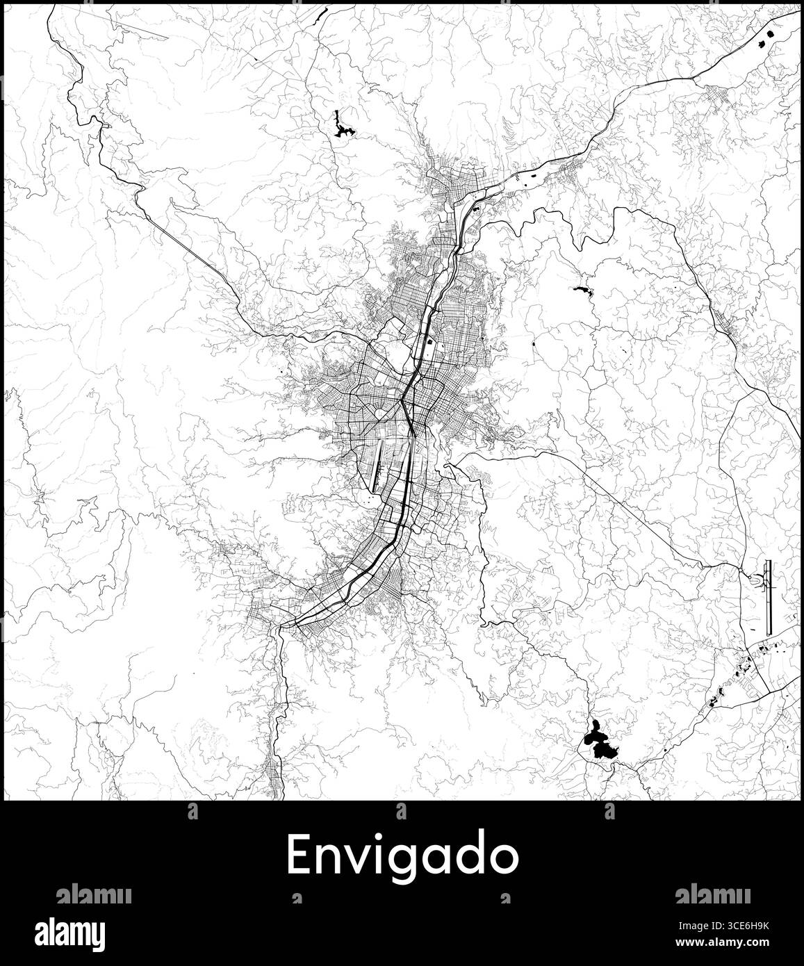 Envigado city map, Colombia - Topographic vector map poster Stock ...