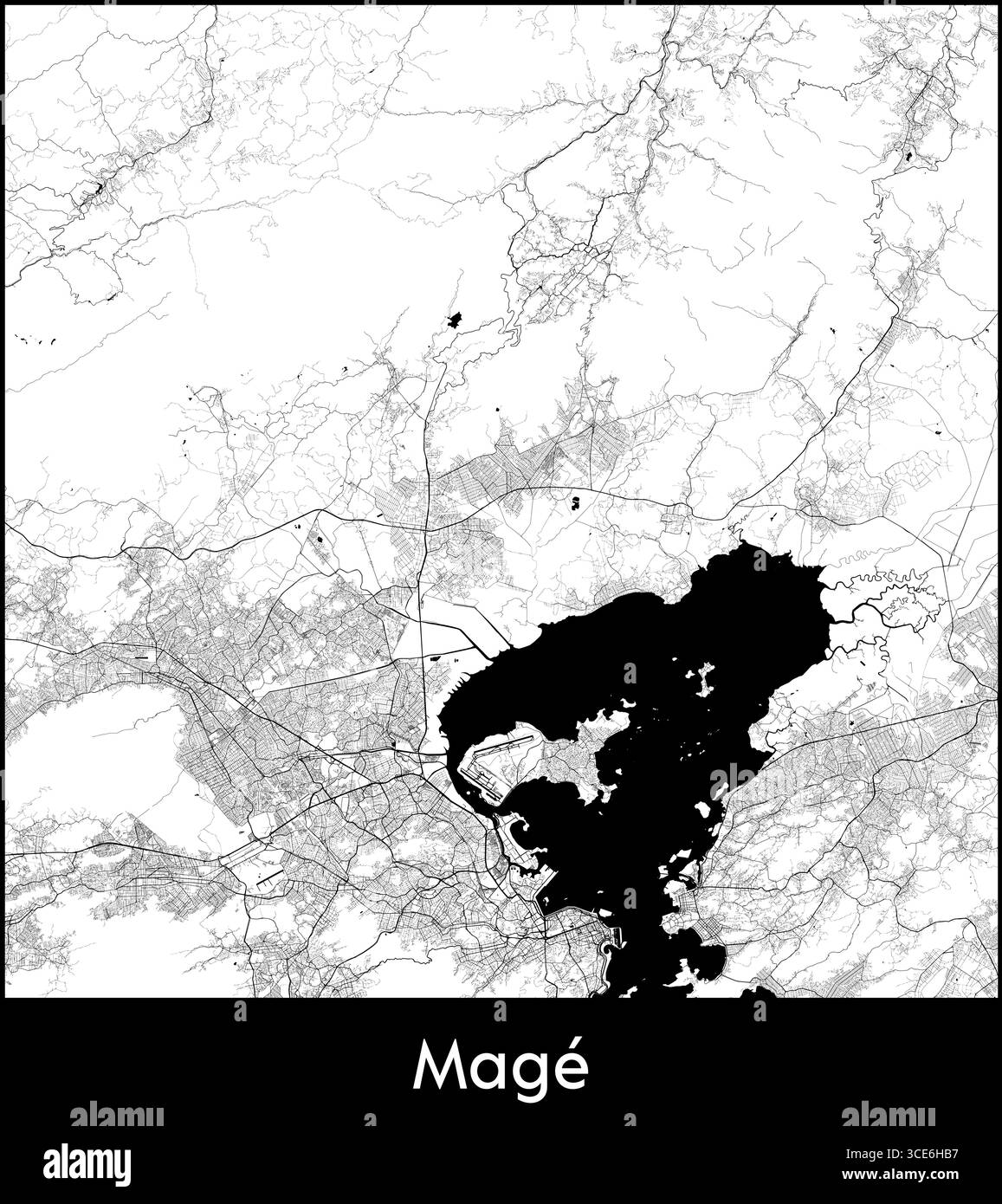 Mage city map, Brazil - Topographic vector map poster Stock Vector ...