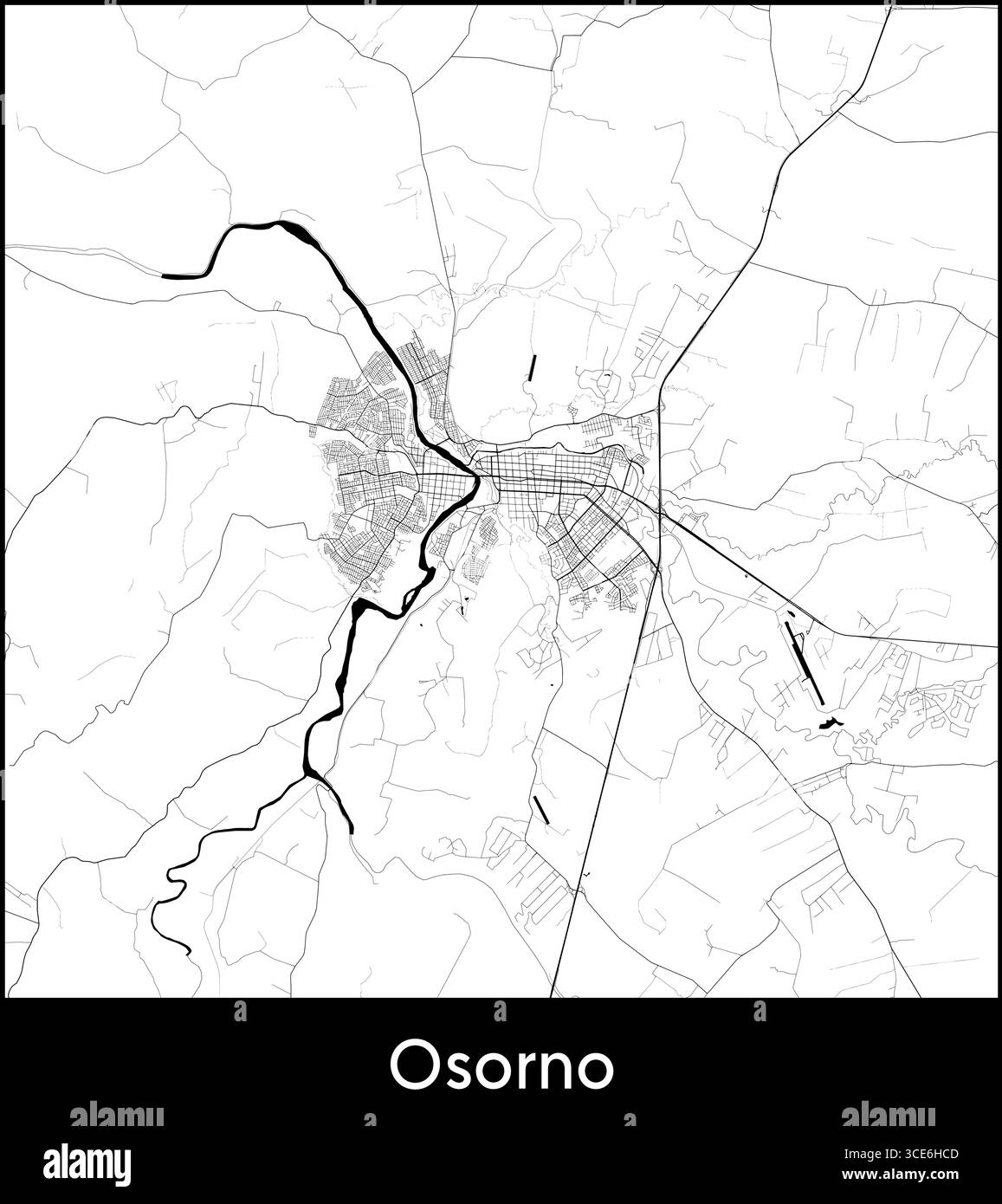 Osorno city map, Chile - Topographic vector map poster Stock Vector ...