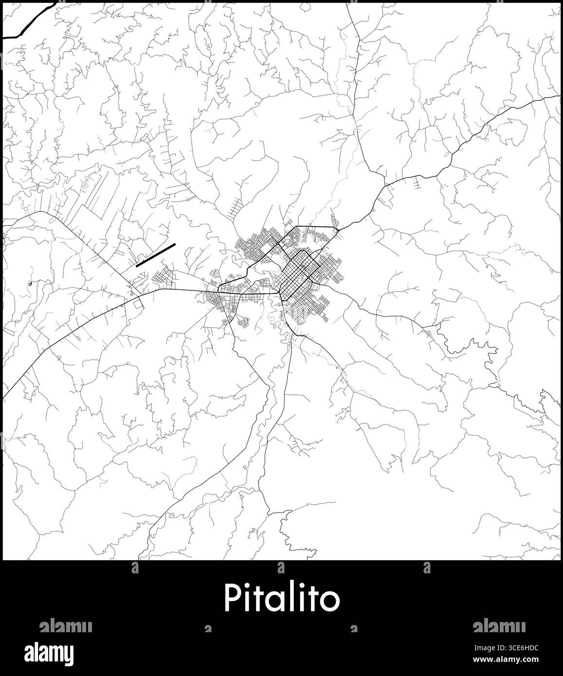 Pitalito city map, Colombia - Topographic vector map poster Stock ...