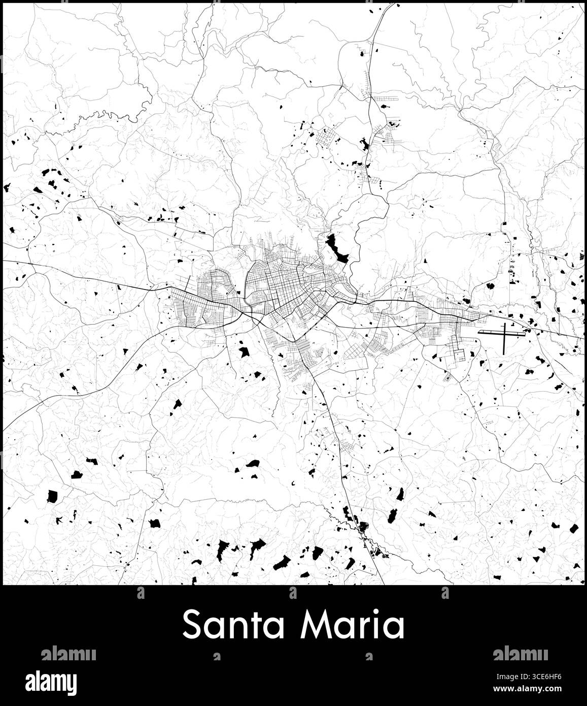 Santa Maria city map, Brazil - Topographic vector map poster Stock ...