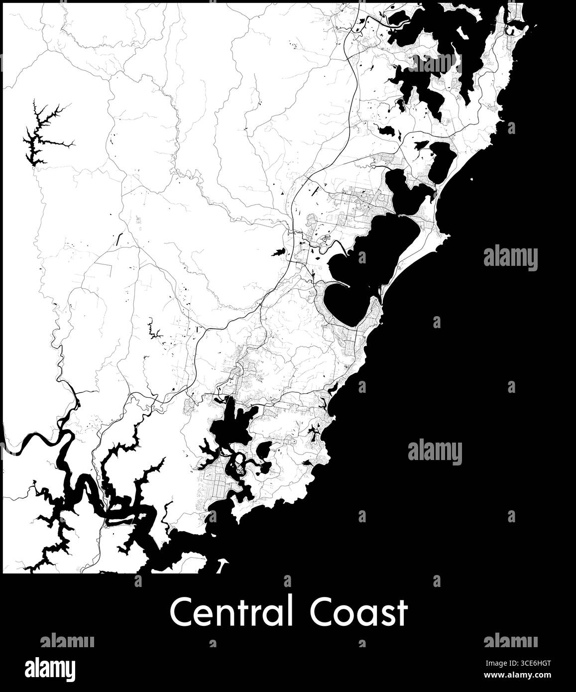 Central Coast city map, Australia - Topographic vector map poster Stock ...