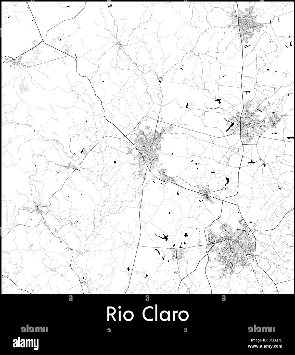 Rio Claro city map, Brazil - Topographic vector map poster Stock Vector ...