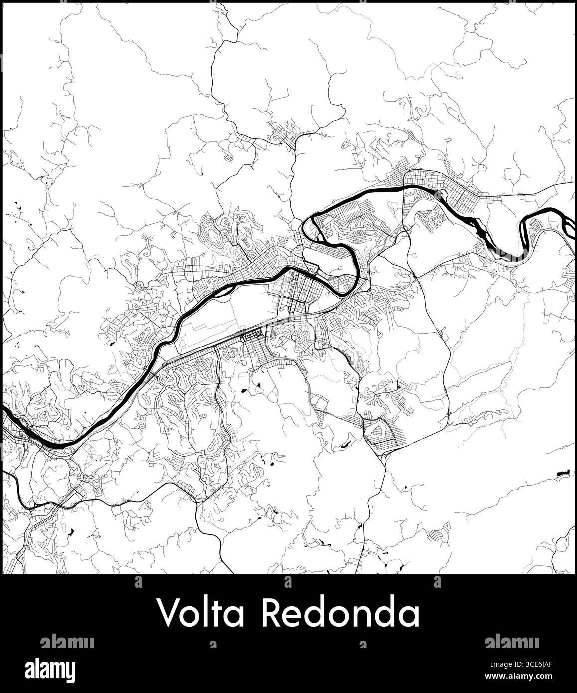 Volta Redonda city map, Brazil - Topographic vector map poster Stock ...