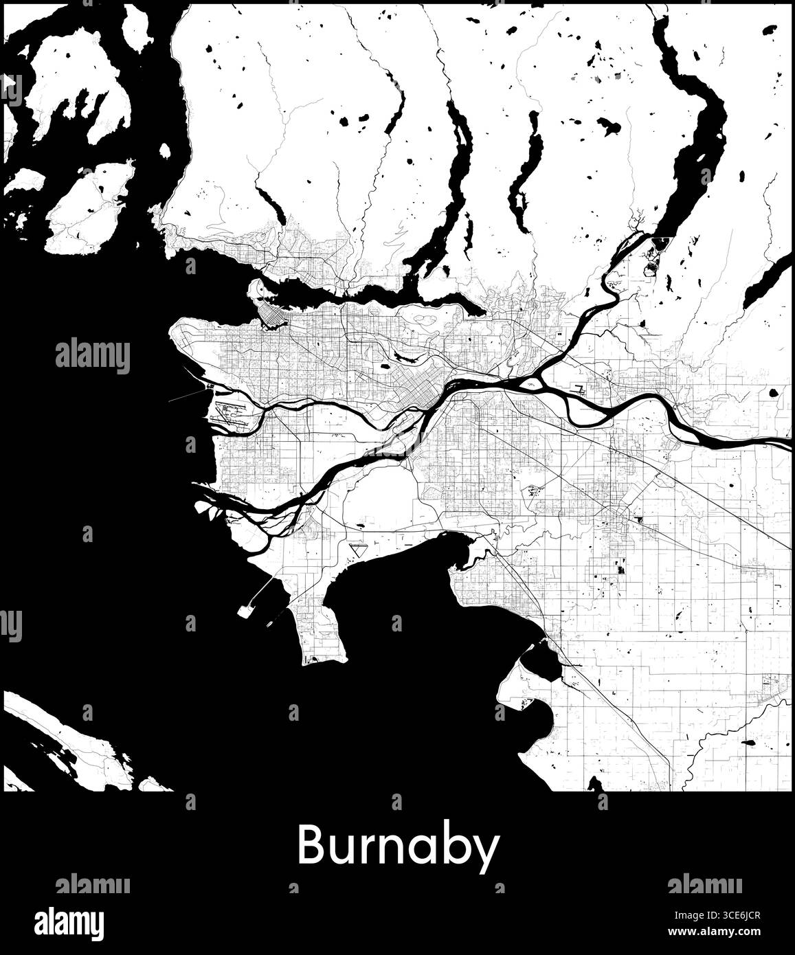 Burnaby city map, Canada - Topographic vector map poster Stock Vector ...