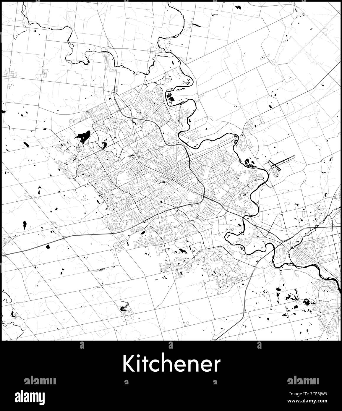 Kitchener city map, Canada - Topographic vector map poster Stock Vector ...