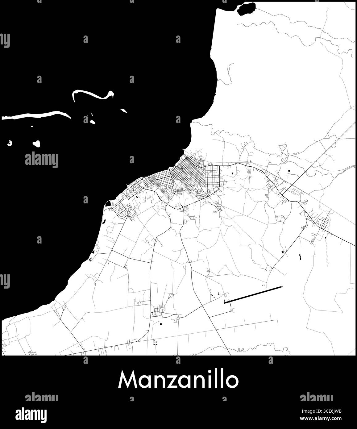 Manzanillo city map, Cuba - Topographic vector map poster Stock Vector ...