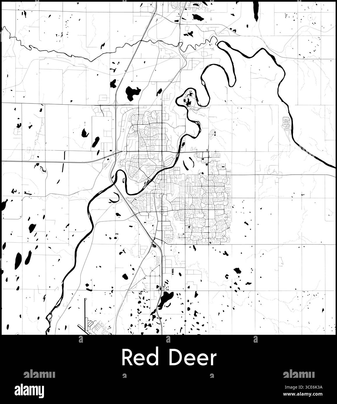 Red Deer city map, Canada - Topographic vector map poster Stock Vector ...