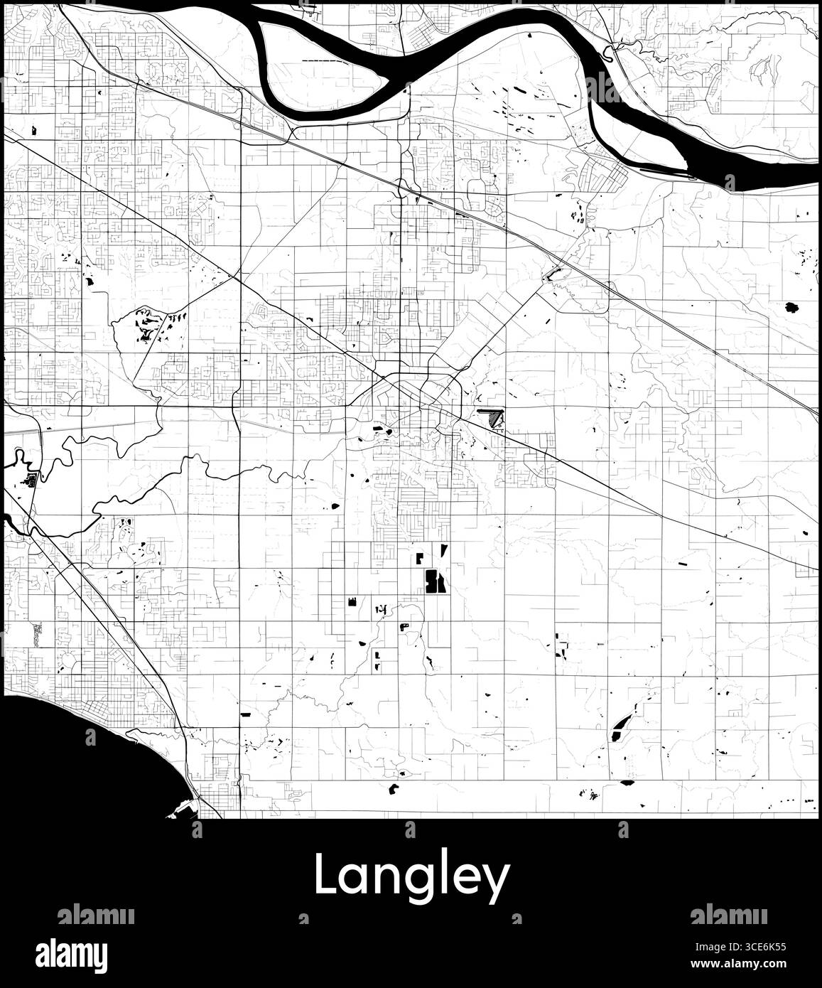 Langley city map, Canada - Topographic vector map poster Stock Vector ...