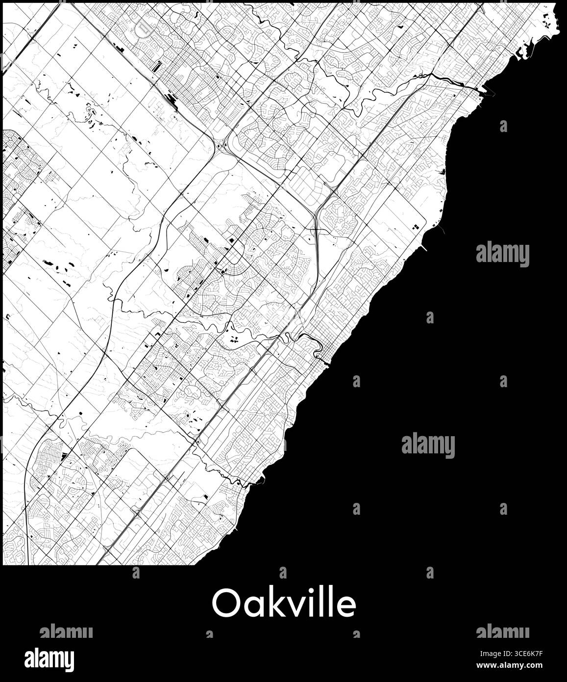 Oakville city map, Canada - Topographic vector map poster Stock Vector ...
