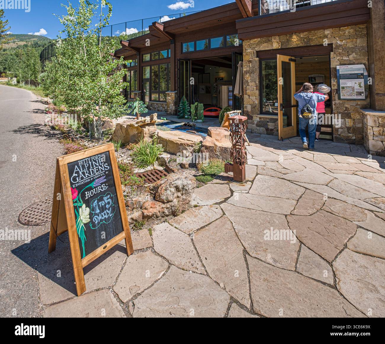 Entrance to the education center of the Betty Ford Alpine Gardens, Vail ...
