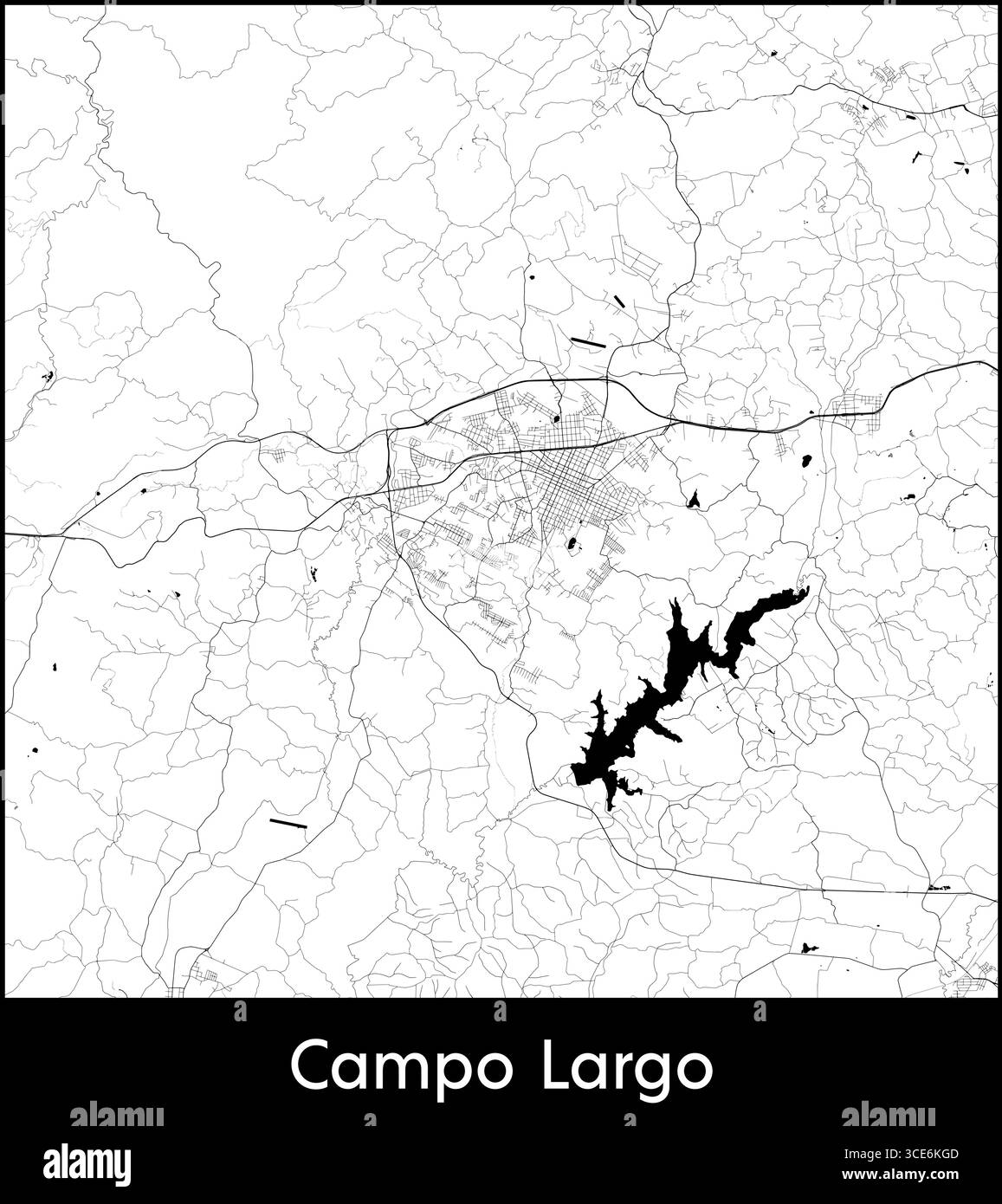 Campo Largo city map, Brazil - Topographic vector map poster Stock ...