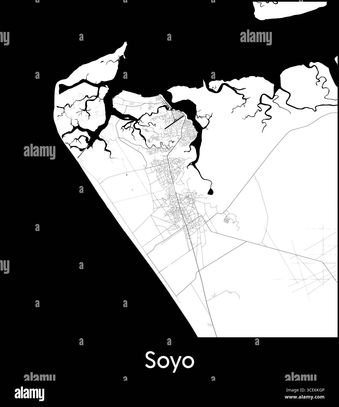 Soyo city map, Angola - Topographic vector map poster Stock Vector ...