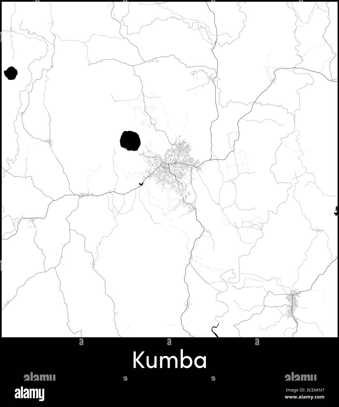 Kumba city map, Cameroon - Topographic vector map poster Stock Vector ...