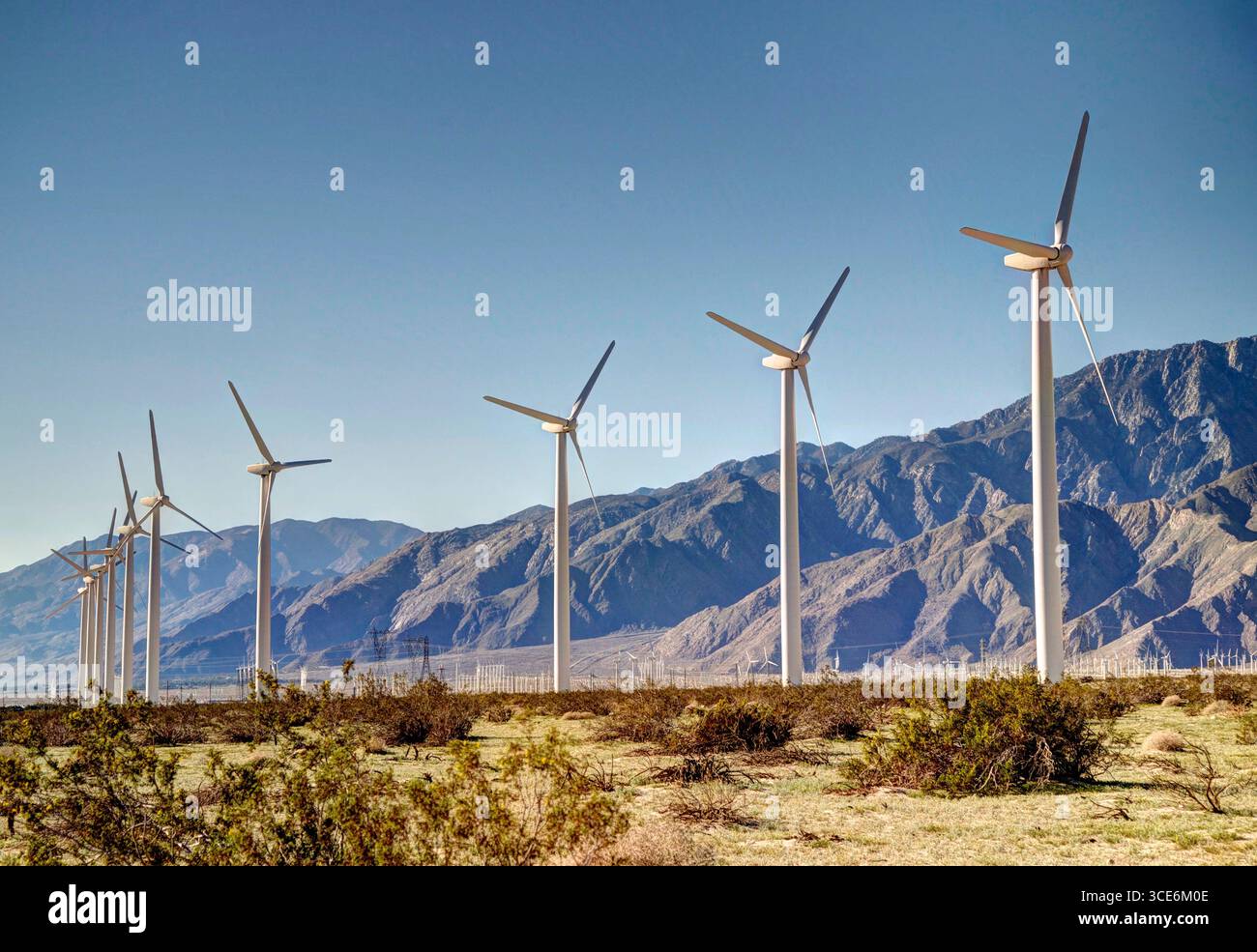 Wind farms in the Coachella Valley outside of Palm Springs Stock Photo ...