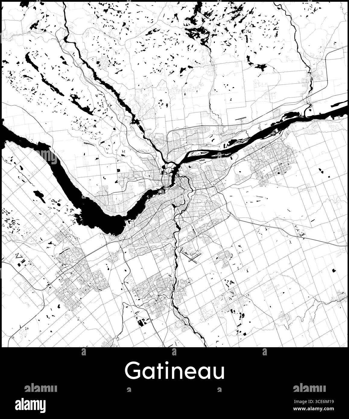 Gatineau city map, Canada - Topographic vector map poster Stock Vector ...
