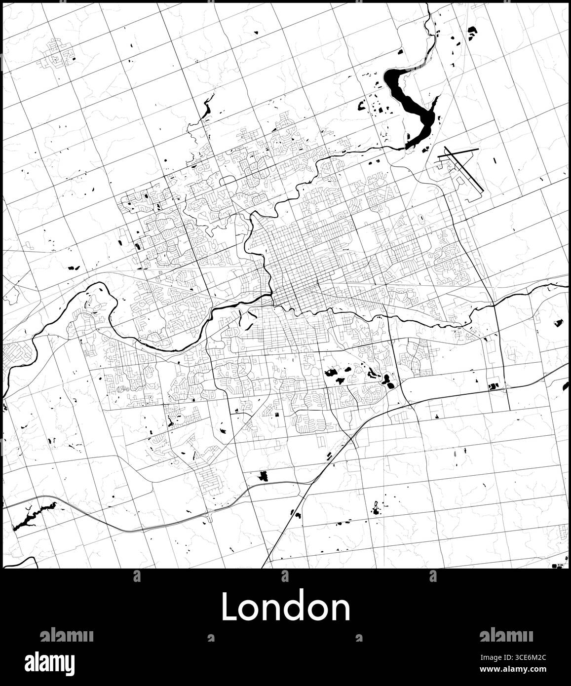 London city map, Canada - Topographic vector map poster Stock Vector ...