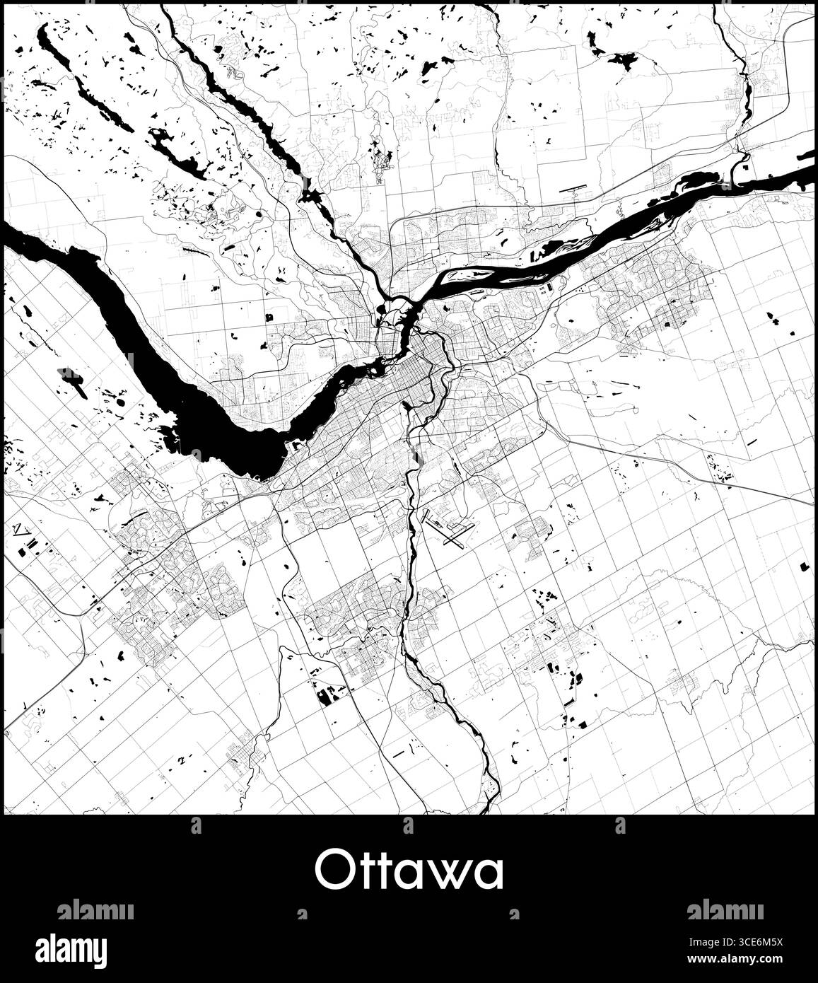 Ottawa city map, Canada - Topographic vector map poster Stock Vector ...