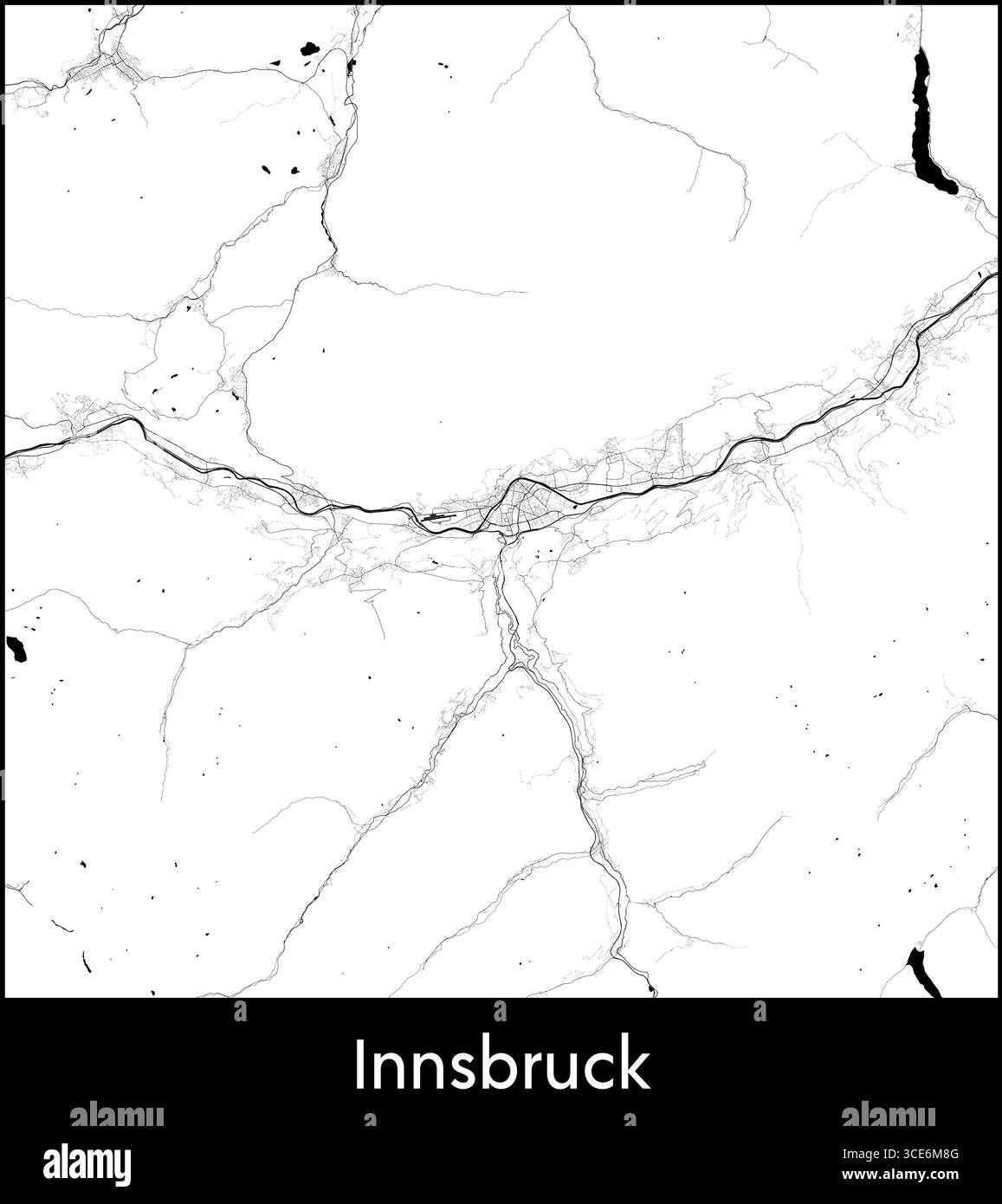 Innsbruck city map, Austria - Topographic vector map poster Stock ...