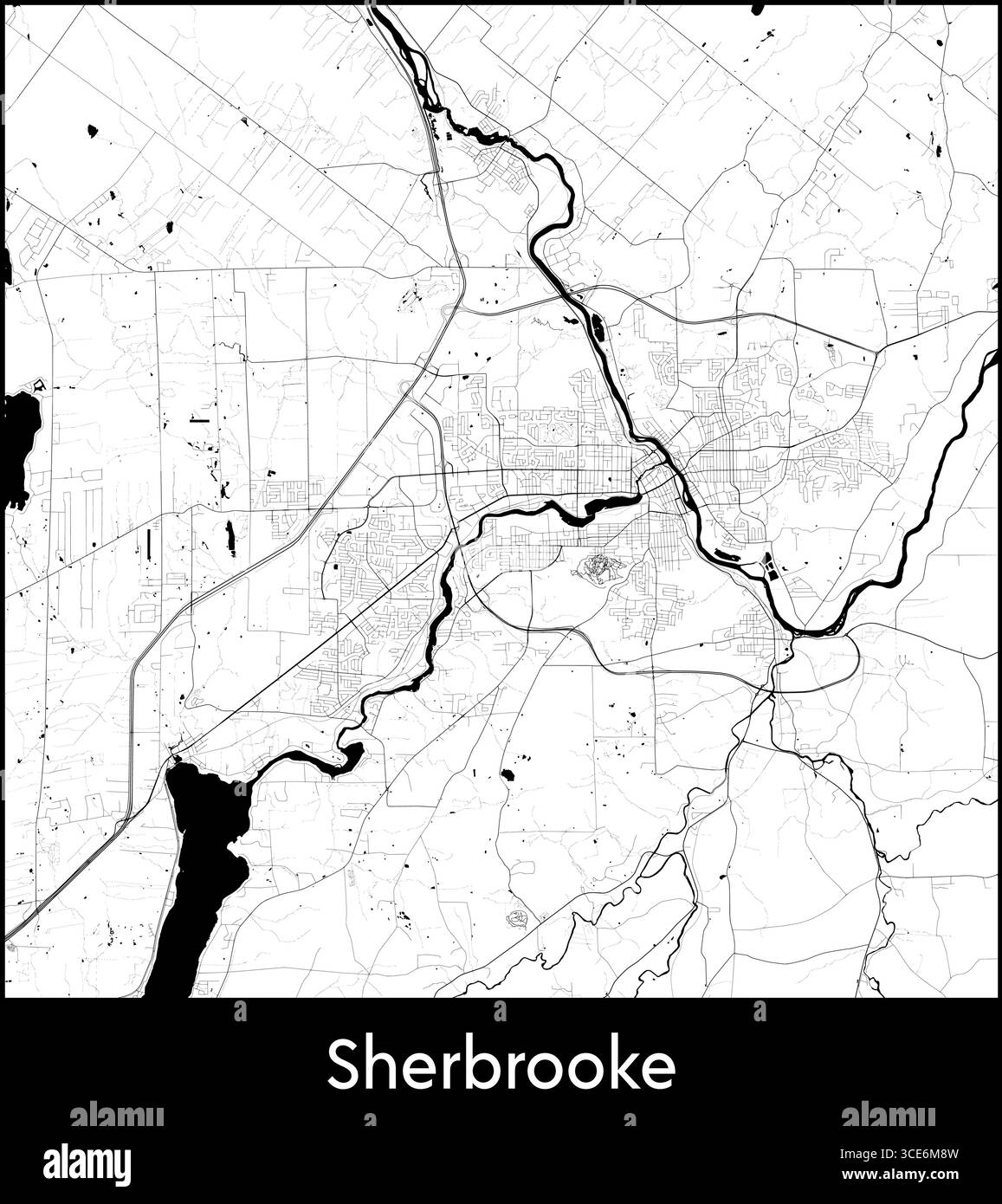 Sherbrooke city map, Canada - Topographic vector map poster Stock ...