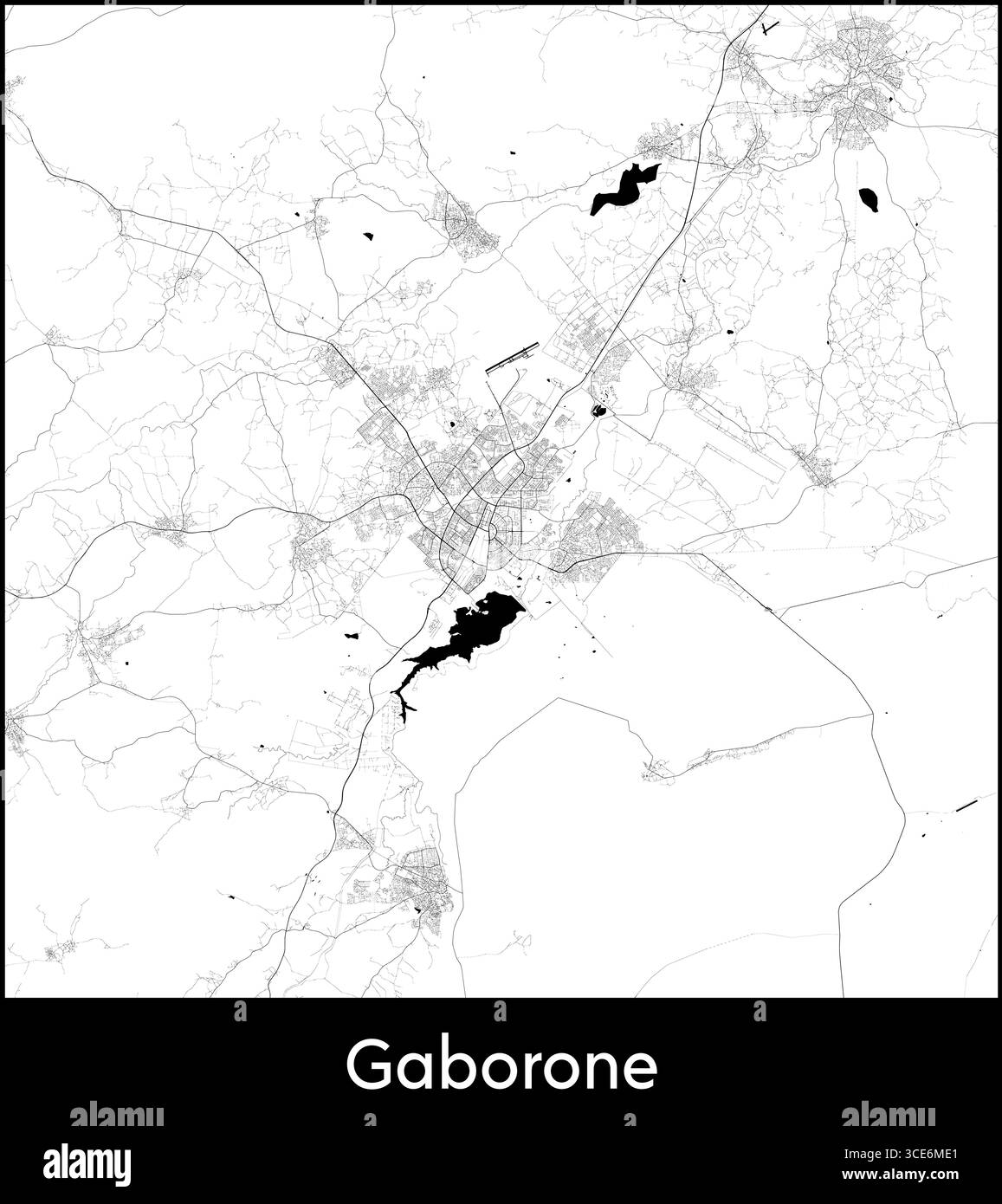 Gaborone city map, Botswana - Topographic vector map poster Stock ...