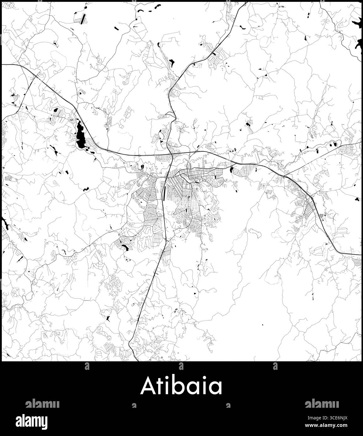 Atibaia city map, Brazil - Topographic vector map poster Stock Vector ...