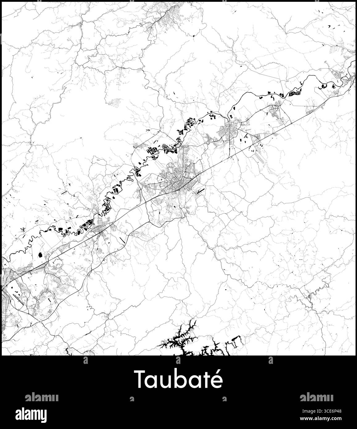 Taubate city map, Brazil - Topographic vector map poster Stock Vector ...
