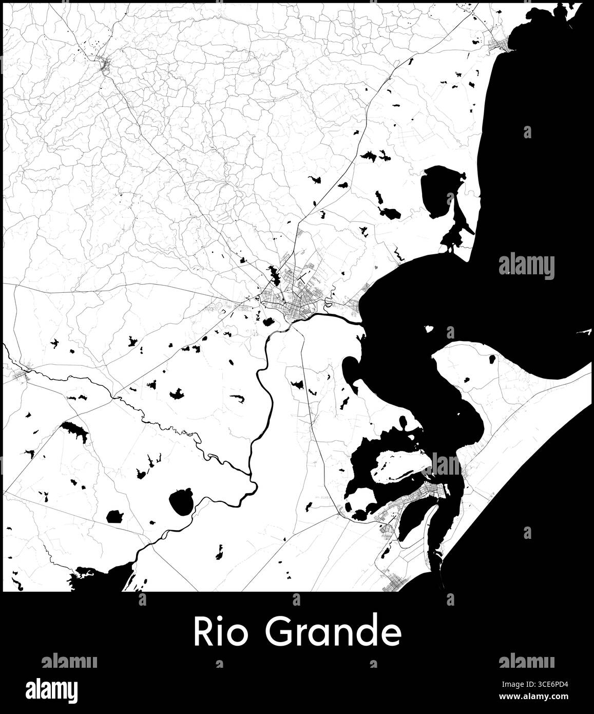 Rio Grande city map, Brazil - Topographic vector map poster Stock ...