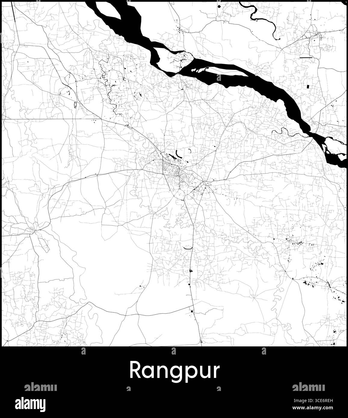 Rangpur city map, Bangladesh - Topographic vector map poster Stock Vector Image & Art - Alamy
