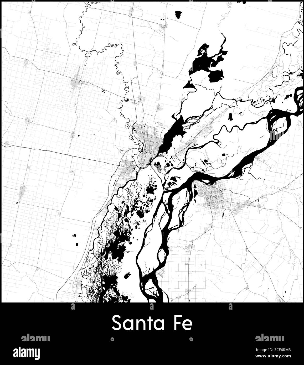 Santa fe vector outline map Black and White Stock Photos & Images - Alamy