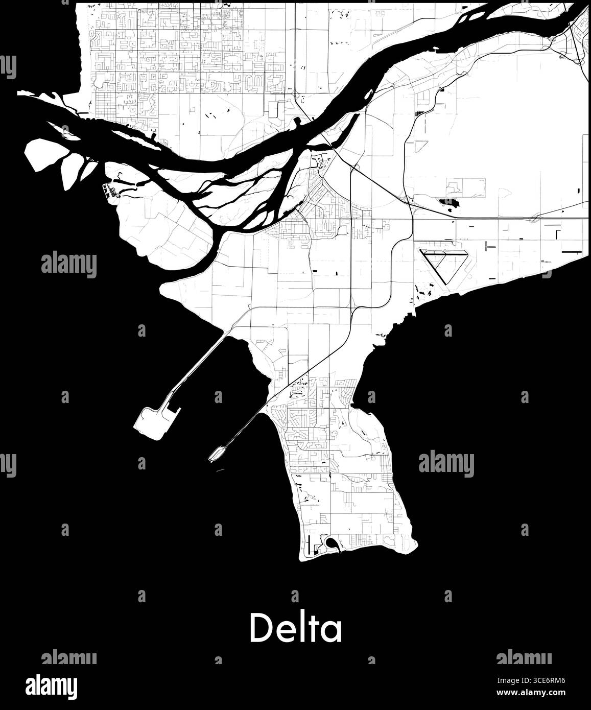 Delta city map, Canada - Topographic vector map poster Stock Vector ...