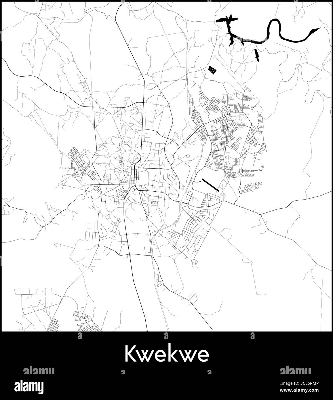 Kwekwe city map, Zimbabwe - Topographic vector map poster Stock Vector ...