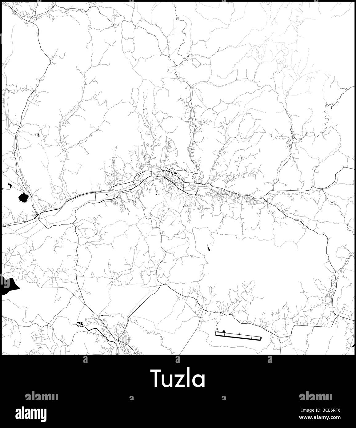 Tuzla city map, Bosnia and Herzegovina - Topographic vector map poster ...