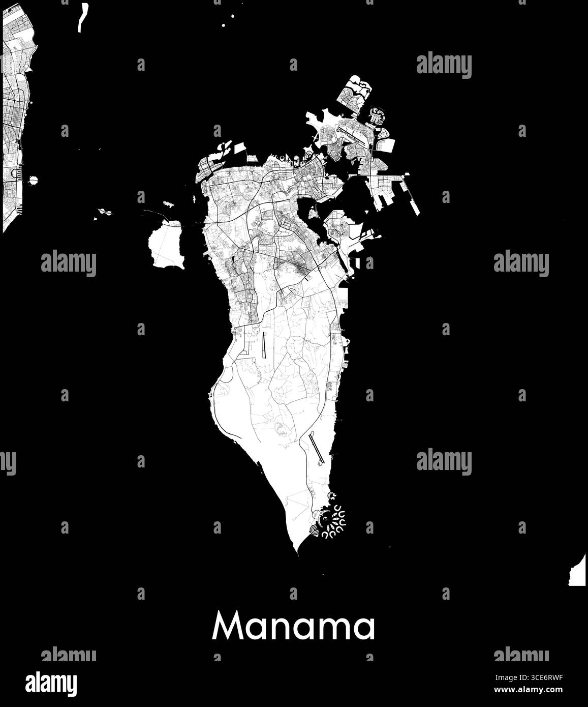 Manama city map, Bahrain - Topographic vector map poster Stock Vector ...
