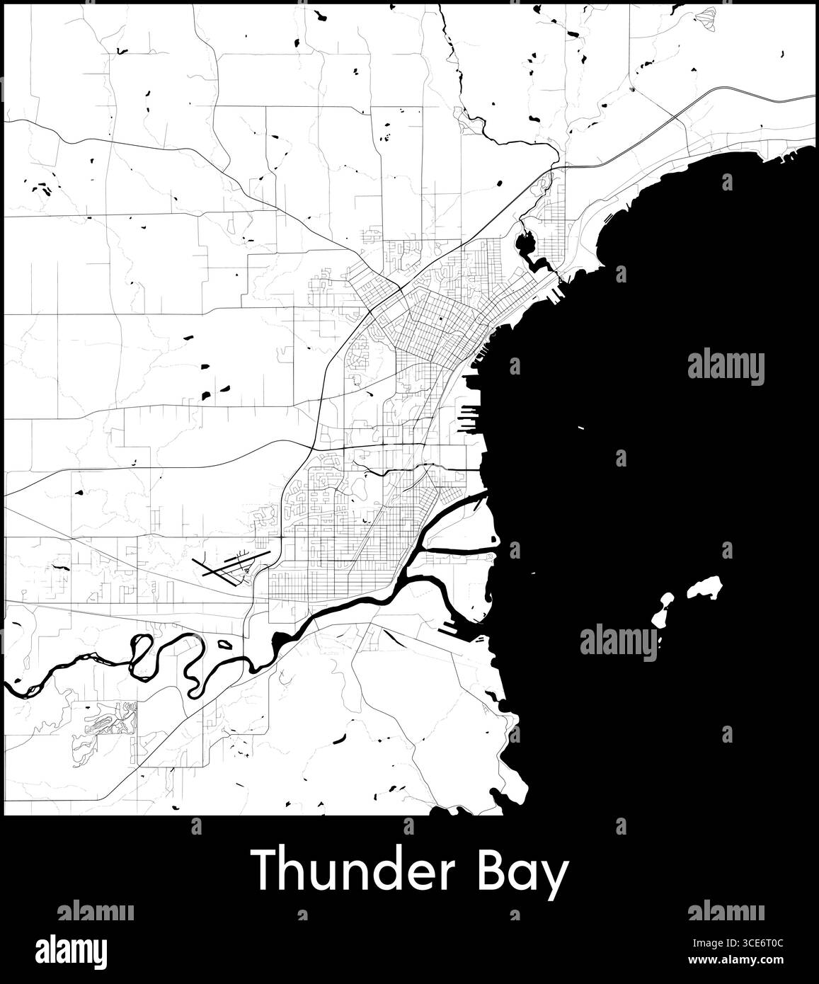Thunder Bay city map, Canada - Topographic vector map poster Stock ...