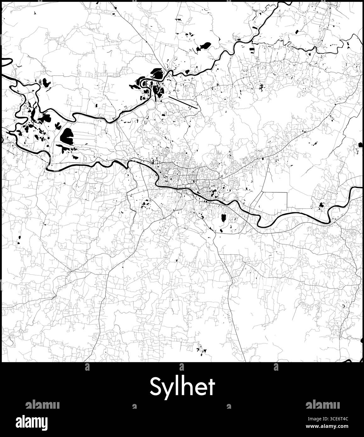 Sylhet vector outline map Black and White Stock Photos & Images - Alamy