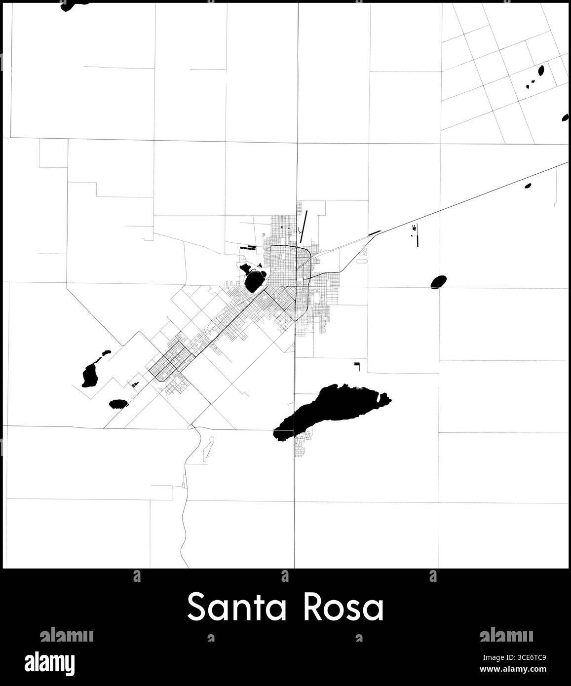 Santa Rosa city map, Argentina - Topographic vector map poster Stock ...