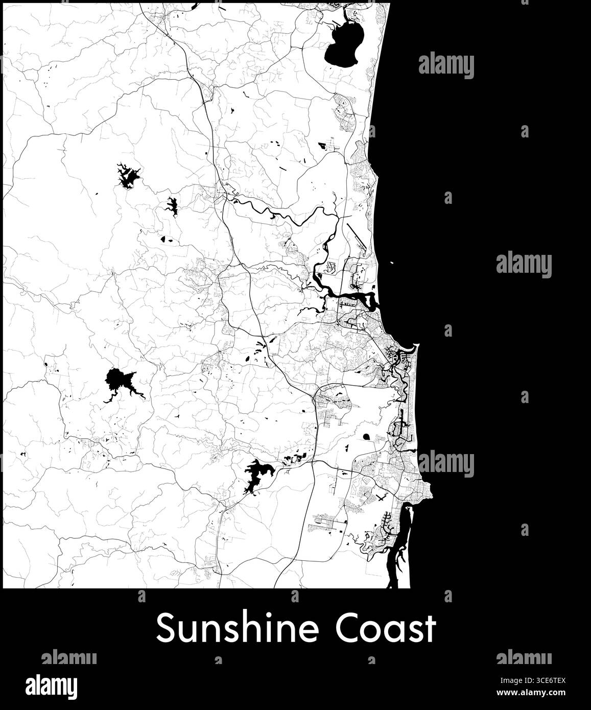 Sunshine Coast city map, Australia - Topographic vector map poster ...