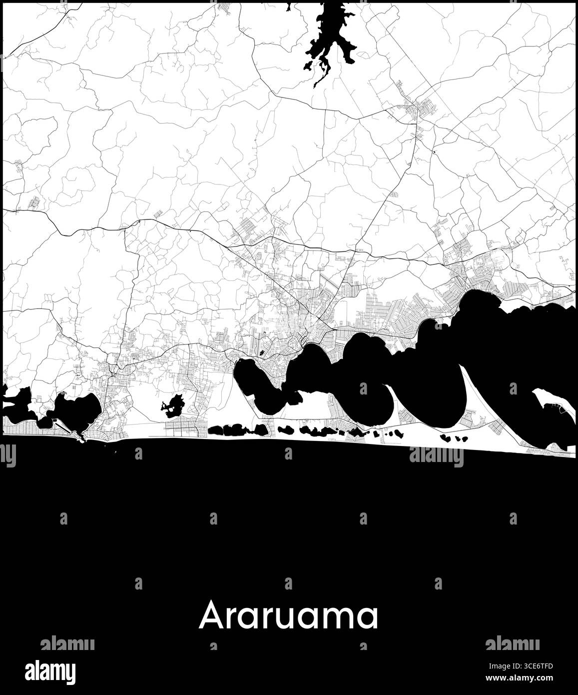 Araruama city map, Brazil - Topographic vector map poster Stock Vector ...