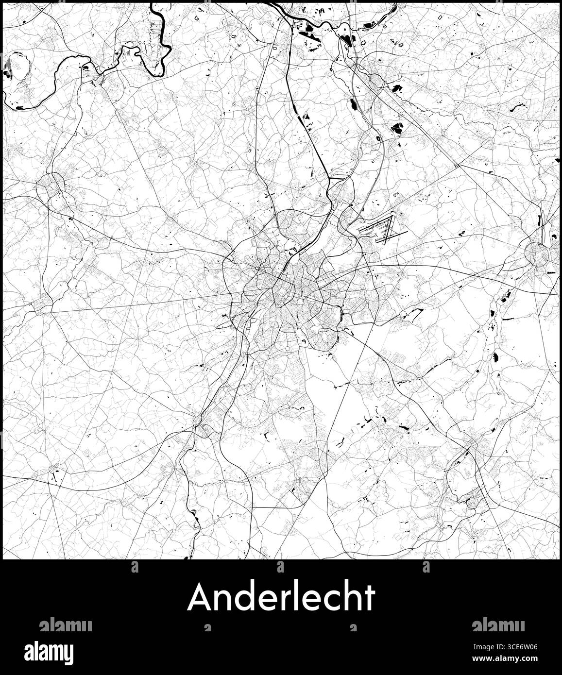 Anderlecht city map, Belgium - Topographic vector map poster Stock ...