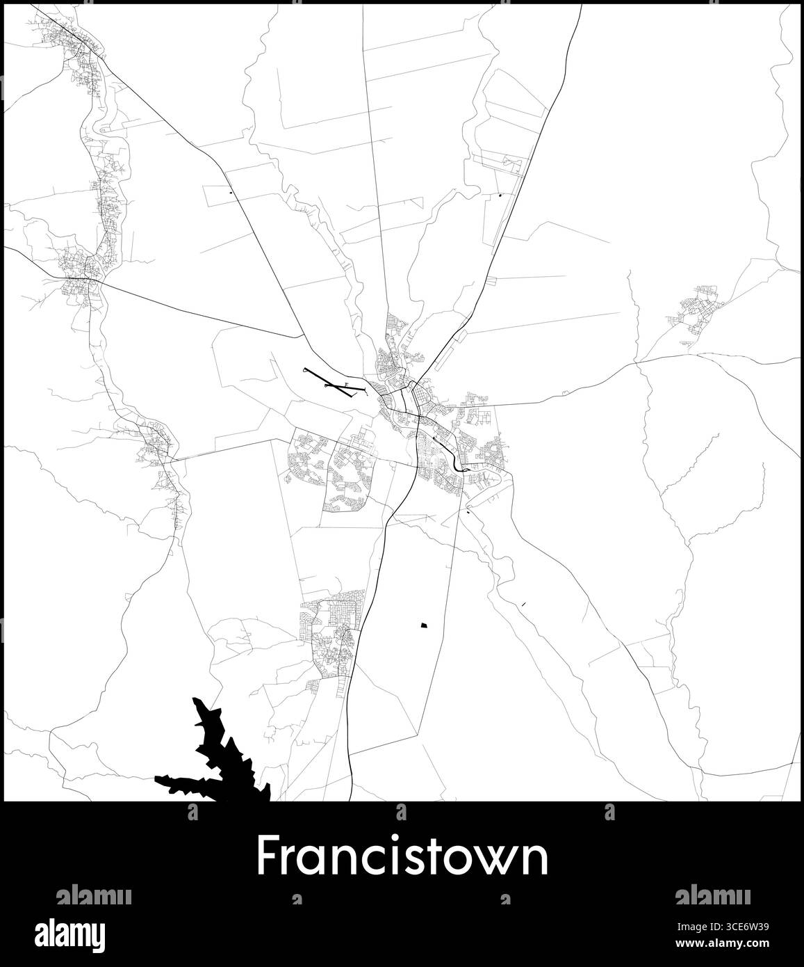 Francistown city map, Botswana - Topographic vector map poster Stock ...
