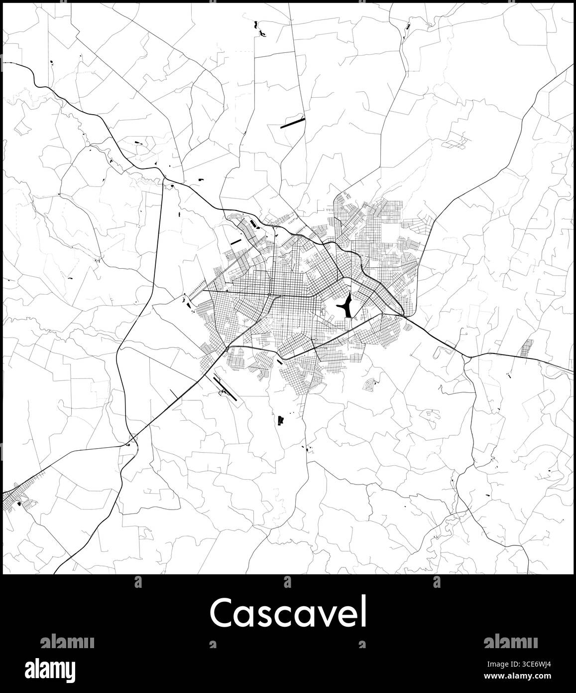 Cascavel city map, Brazil - Topographic vector map poster Stock Vector ...