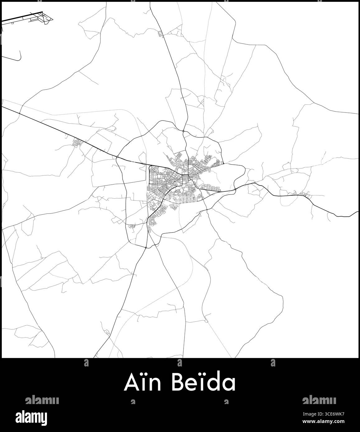 Ain Beida city map, Algeria - Topographic vector map poster Stock ...