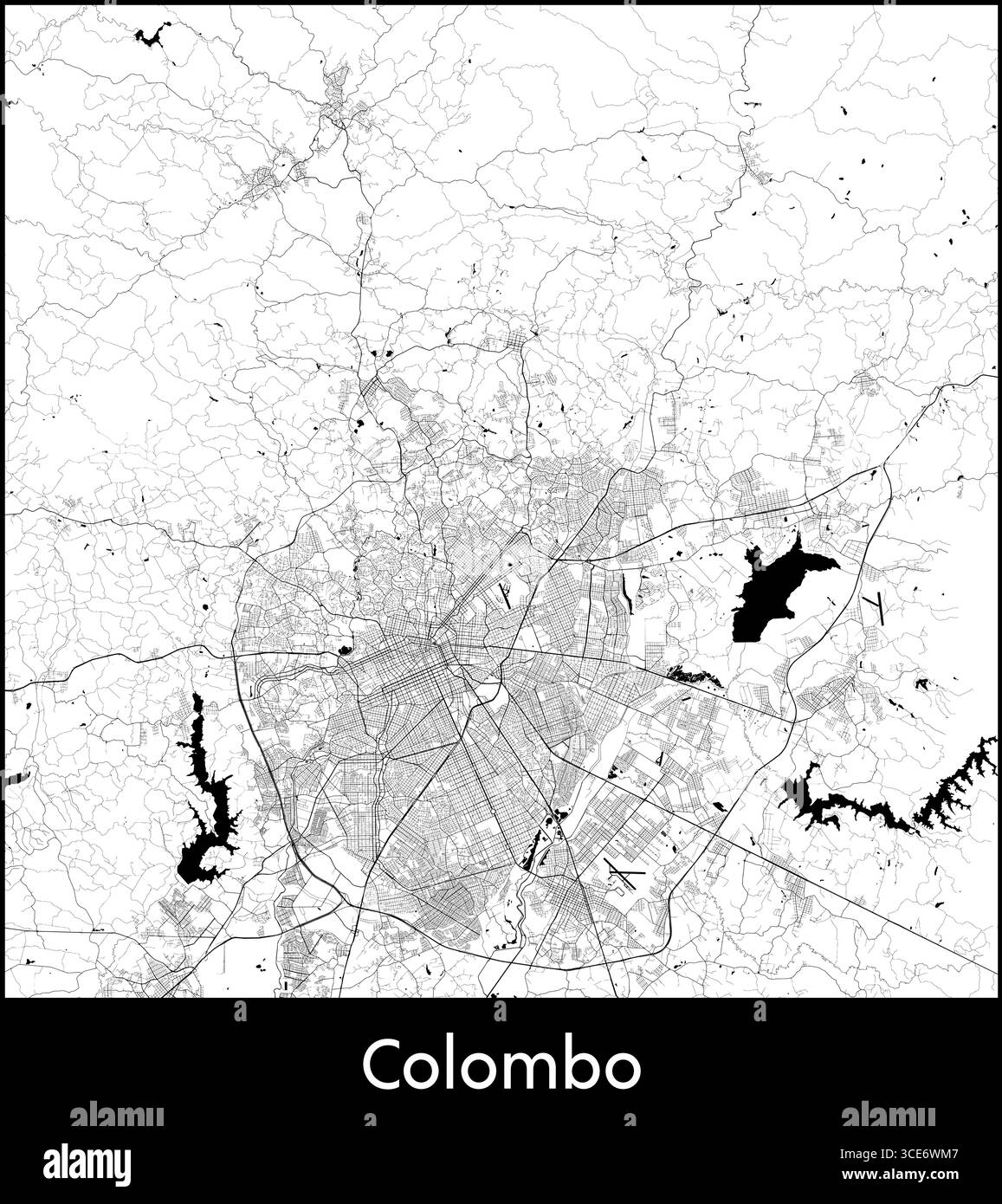 Colombo city map, Brazil - Topographic vector map poster Stock Vector ...