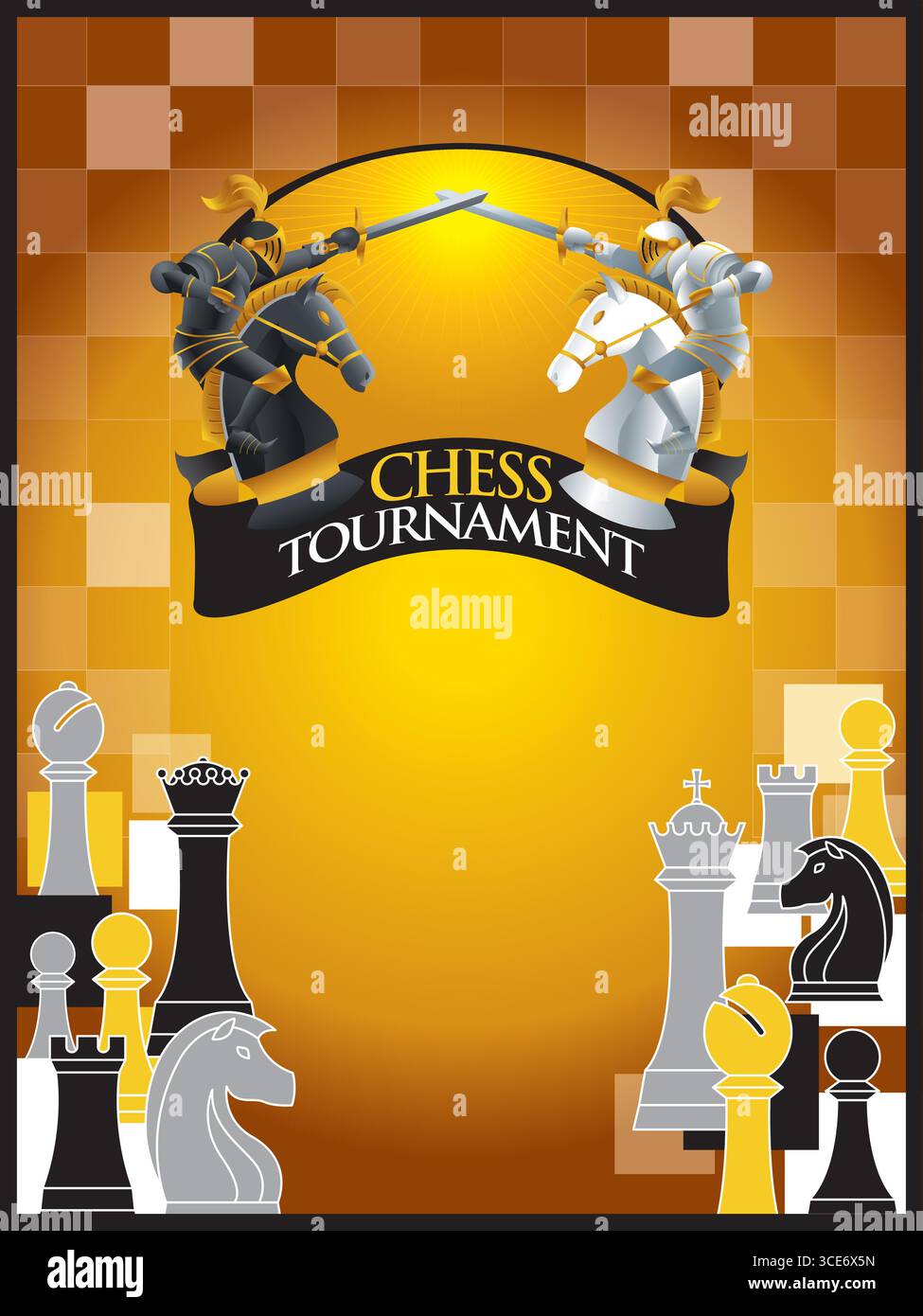 Vector of a chess tournament poster design layout, just need to put in ...
