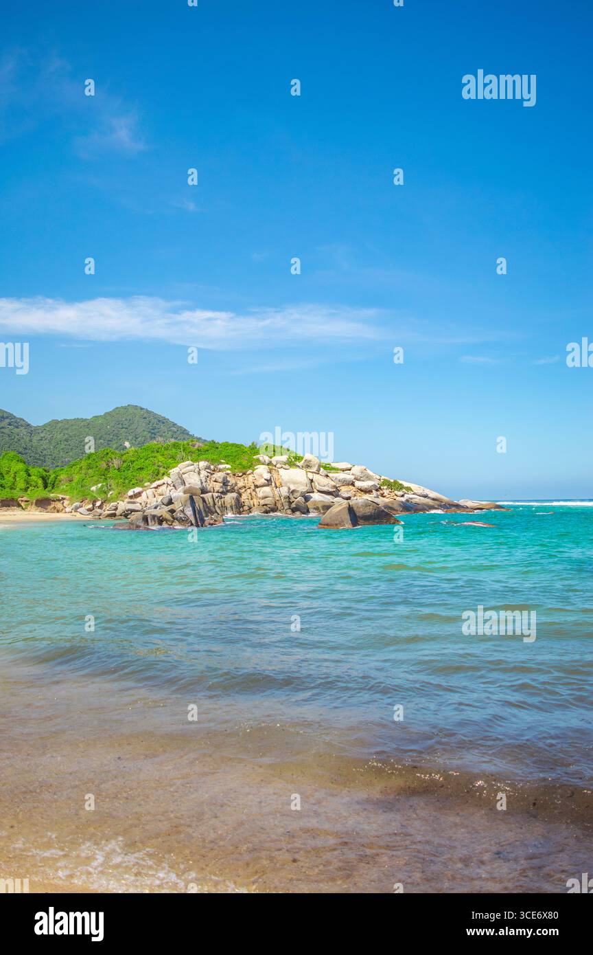 Beautiful scenery at Cabo San Juan, Tayrona Park, featuring blue waters ...