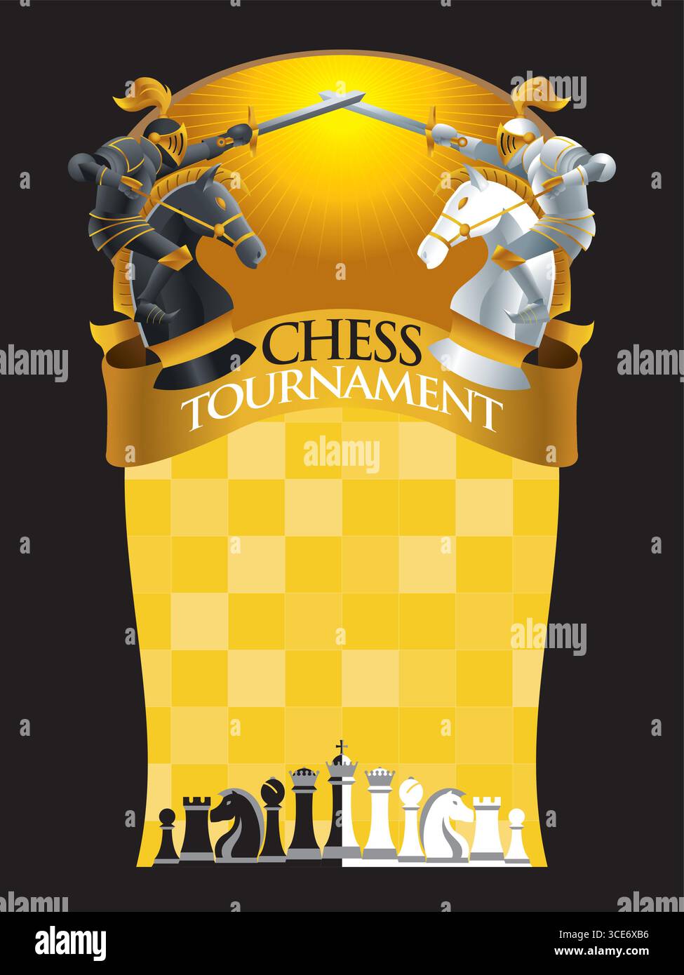 Vector of a chess tournament poster design layout, just need to put in ...